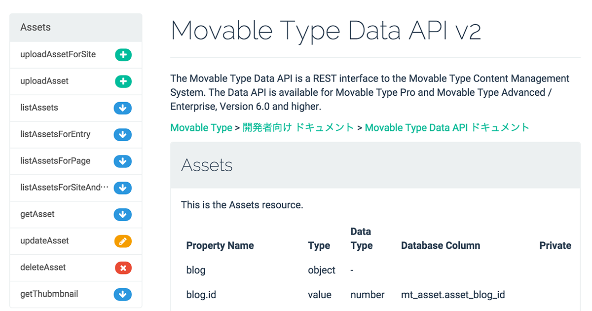Data API ドキュメントを公開しました | Movable Type ニュース